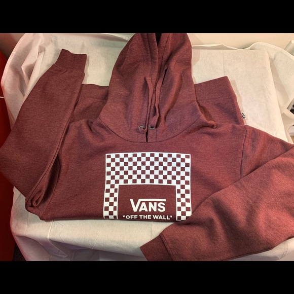 Vans | Sweaters | Vans Sweater Boxed Hoodie Maroon Menwomen | Poshmark